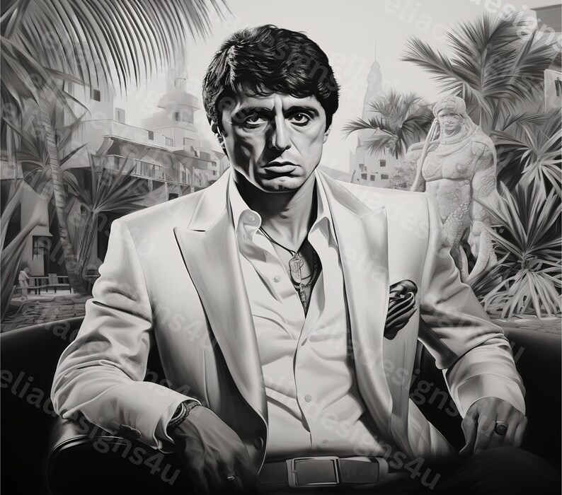Scarface Black and White Custom Digital Art Design 20 Oz Sublimation ...