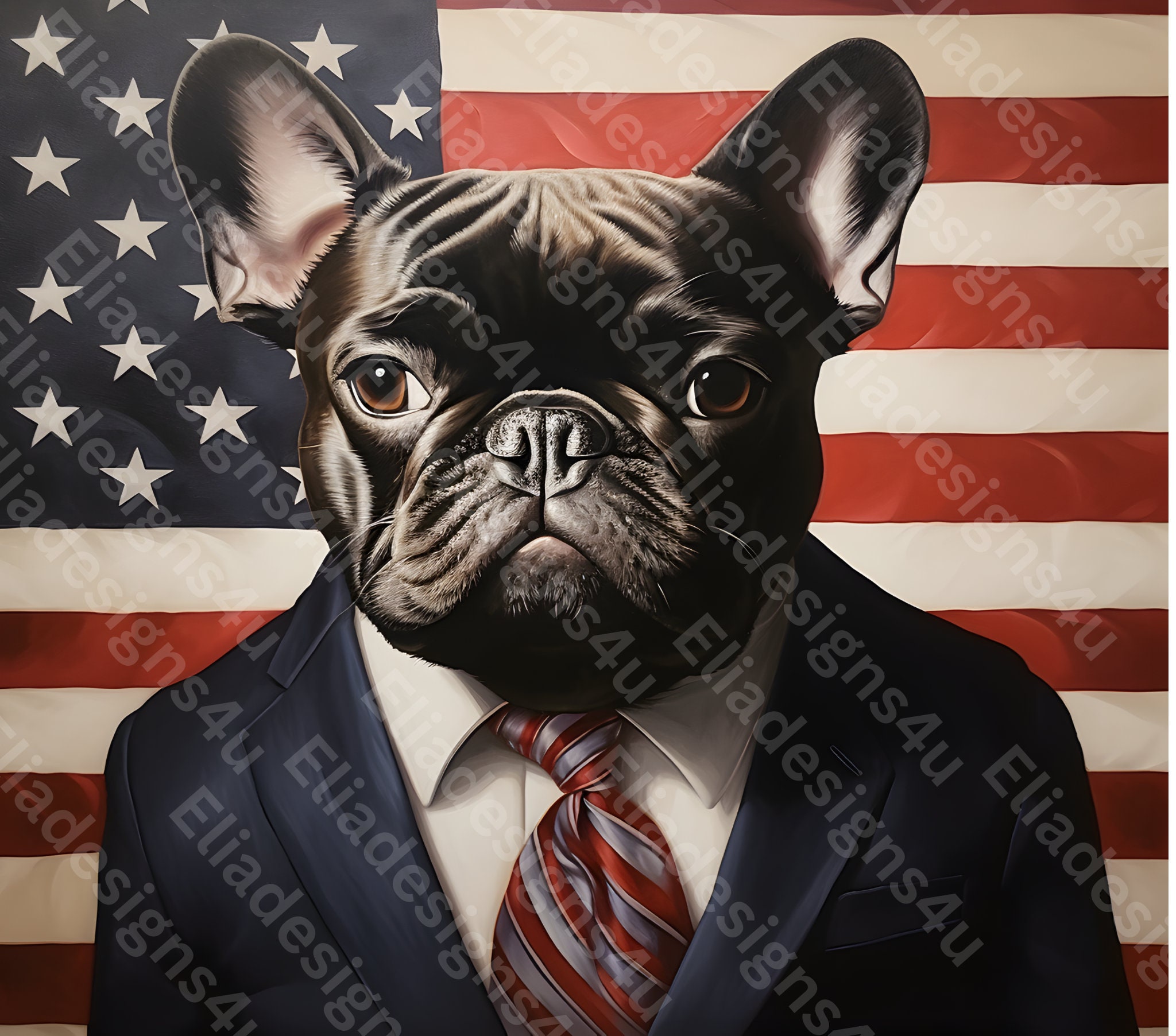 French Bulldog American Flag 20 Oz Tumbler Wrap, Sublimation Design ...