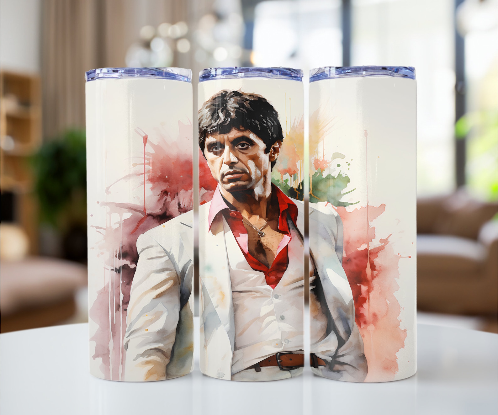 Scarface Inspired Tony Montana Custom Digital Art Watercolor Design 20 ...