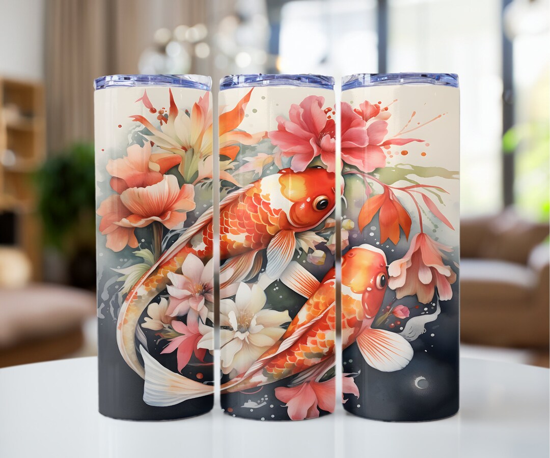 Koi Fish Tumbler Wrap, Koi Fish Tumbler Sublimation, Japanese Koi Fish ...