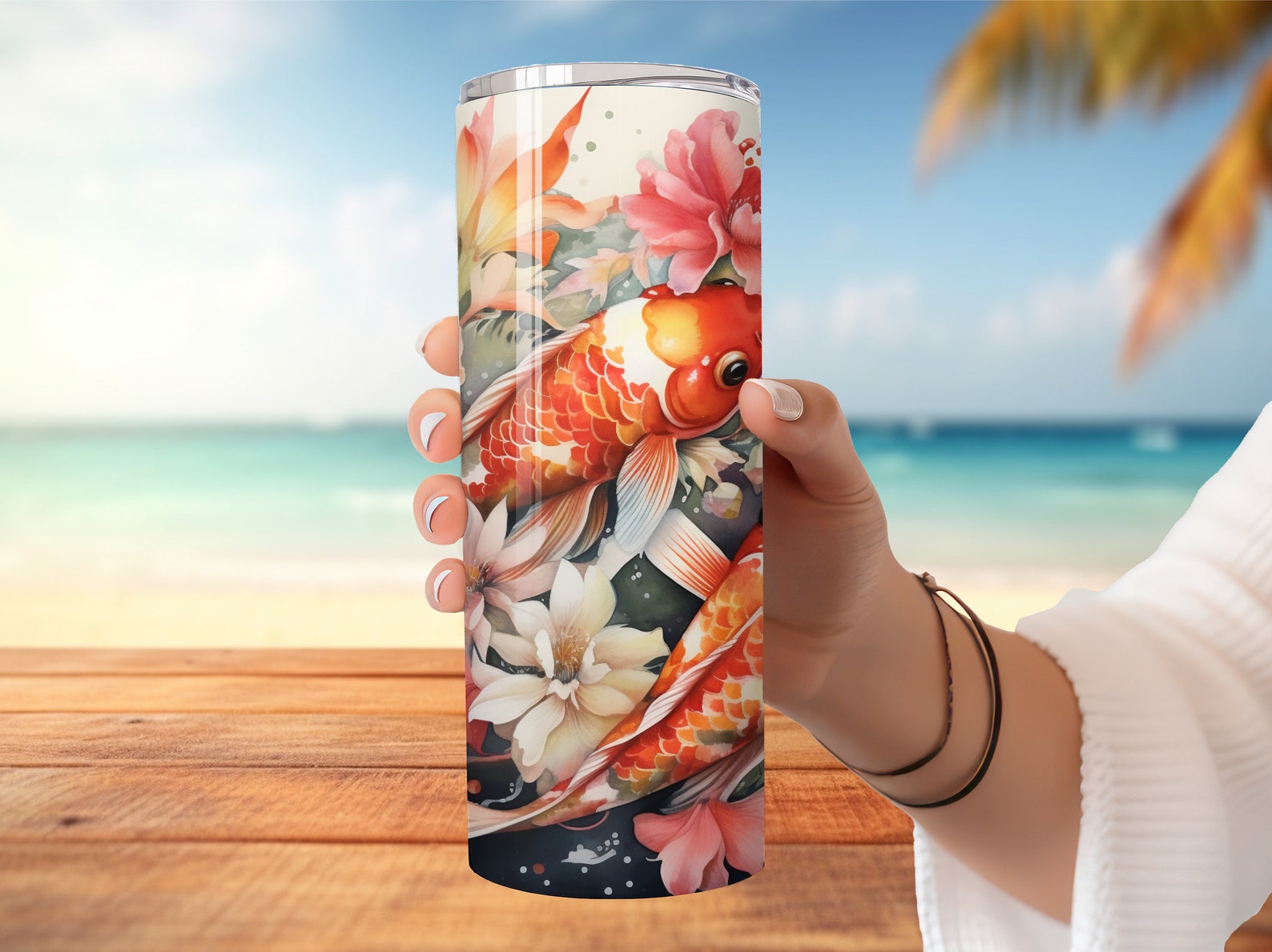Koi Fish Tumbler Wrap, Koi Fish Tumbler Sublimation, Japanese Koi Fish ...