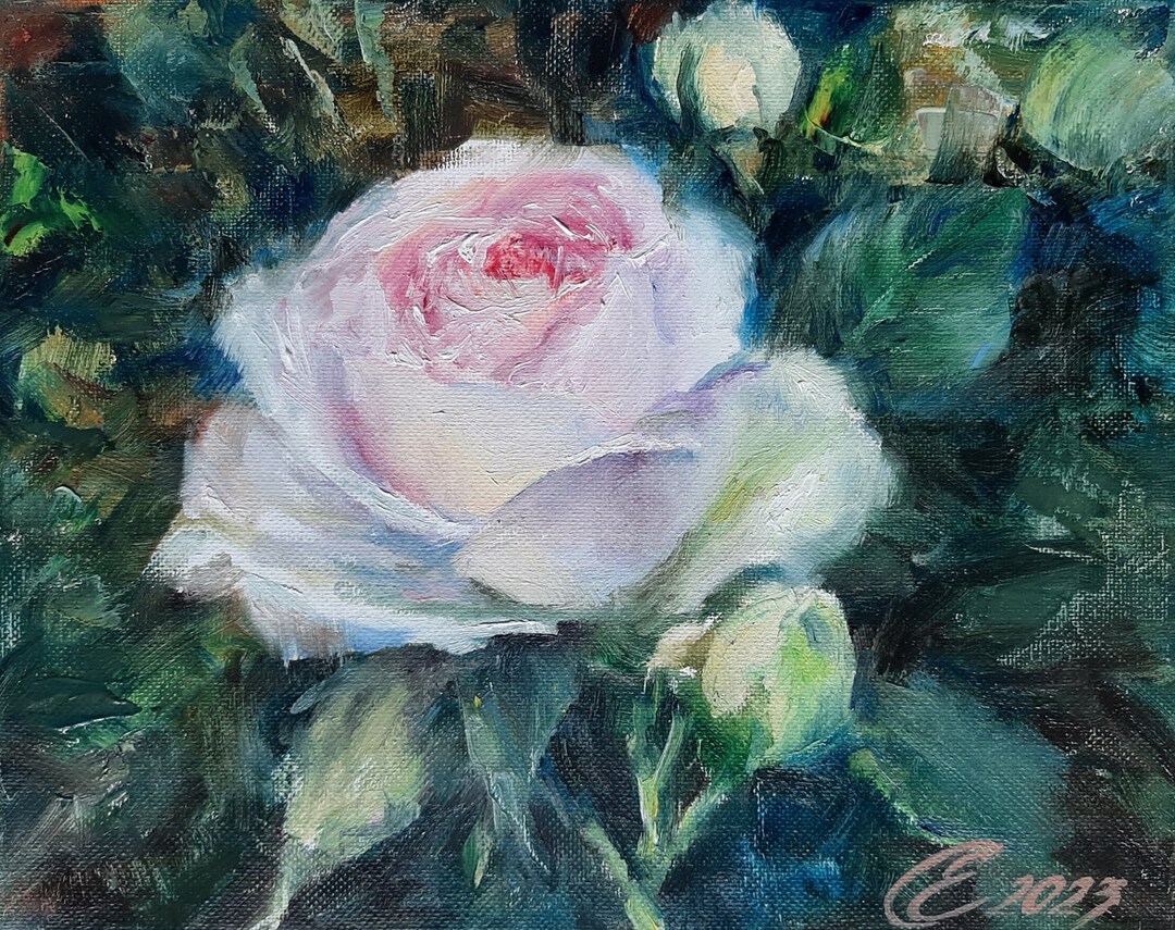Pink Rose in the Garden, Single Rose, Painting for a Girls Room ...