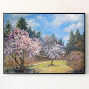 Spring Landscape. Original Oil Painting of Blossoming Trees. - Etsy