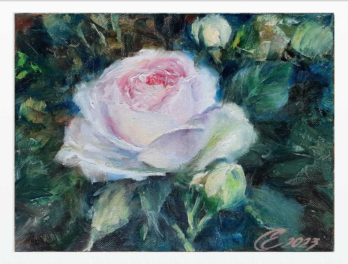 Pink Rose in the Garden, Single Rose, Painting for a Girls Room ...