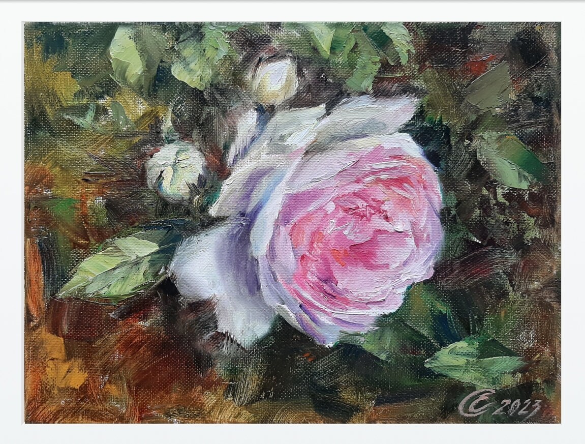 Small Pink Rose Painting for a Girls Room Gift for Sister - Etsy