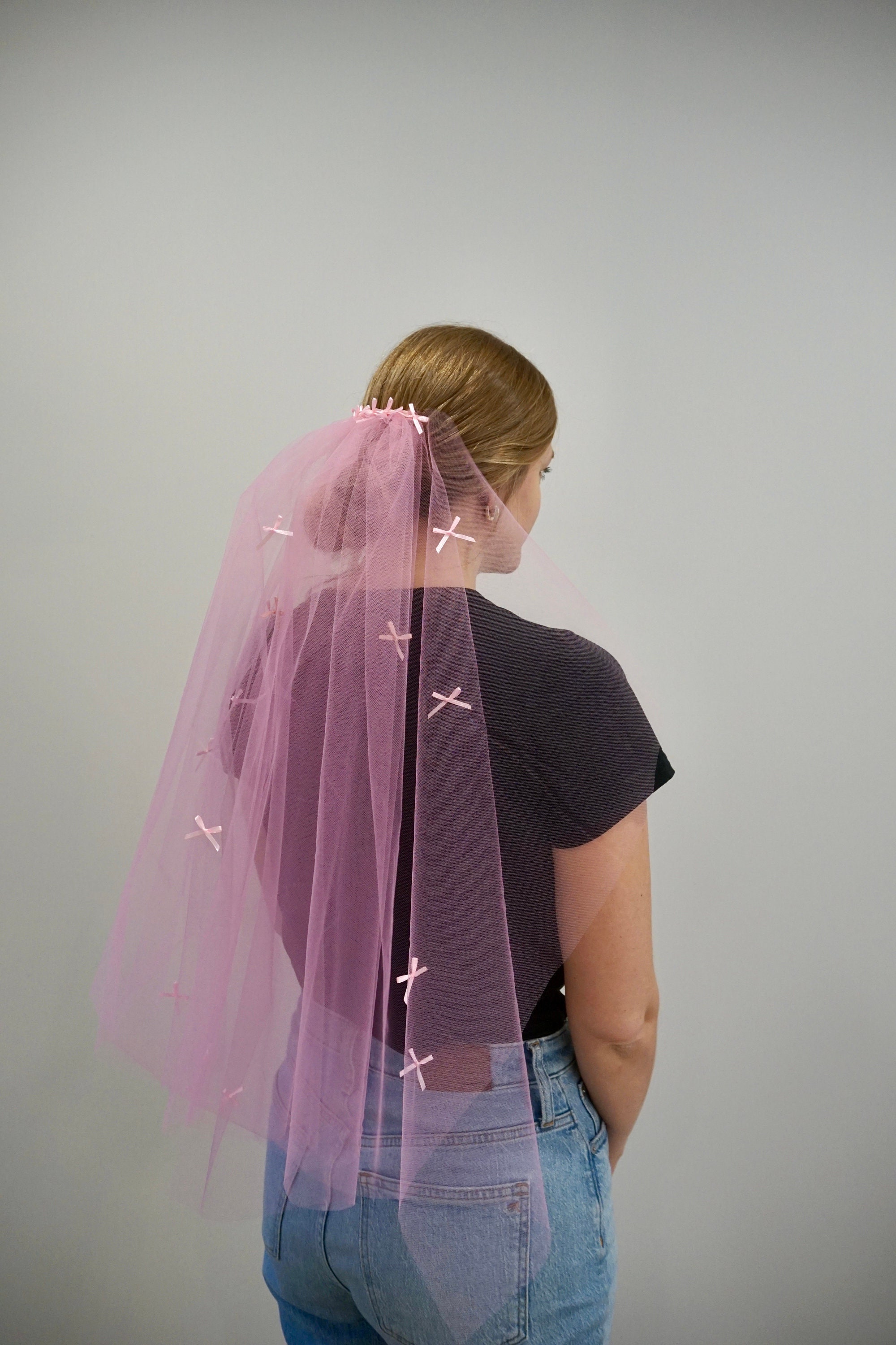 The Barbara Pink Bachelorette Party Veil, Pink Wedding Veil, Pink Veil ...