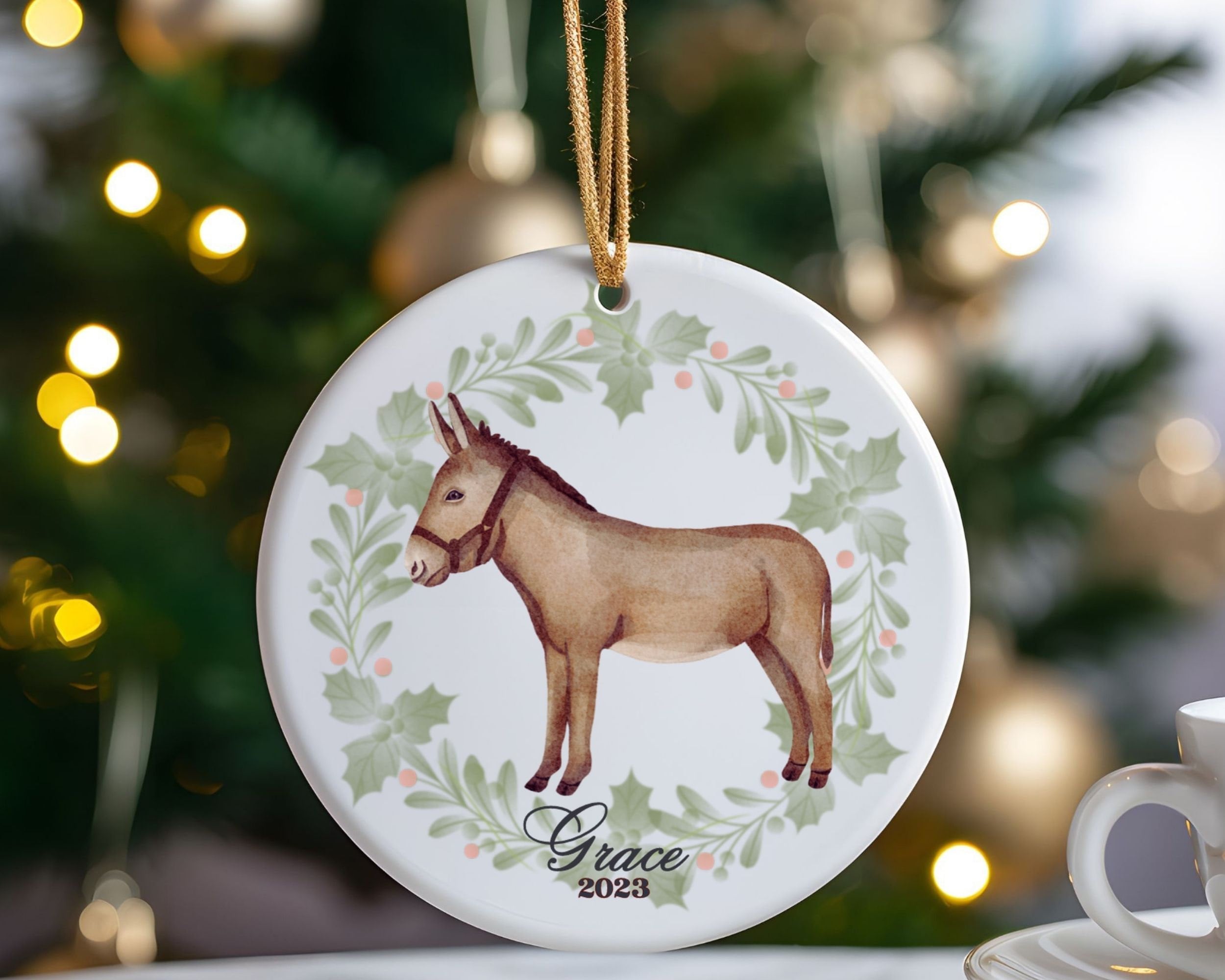 Donkey Farm Ornament Farmhouse Custom Christmas Gift Donkey Mom ...