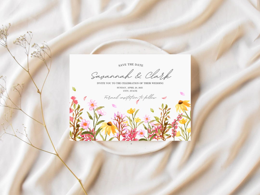 Spring Flowers Save the Date, Wildflower Save the Date, Garden Save the ...