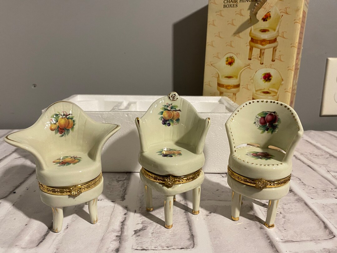 Porcelain Chair Trinket Jewelry Hinged Boxes in Original Packaging - Etsy