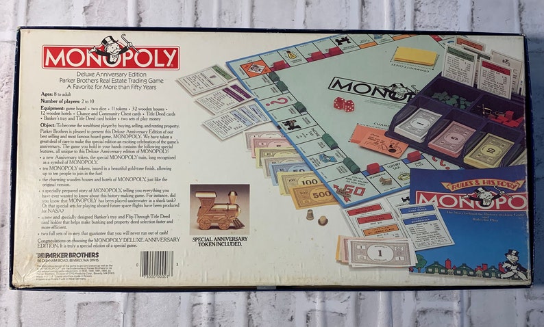 1985 Monopoly Deluxe Anniversary Edition Parker Brothers - Etsy