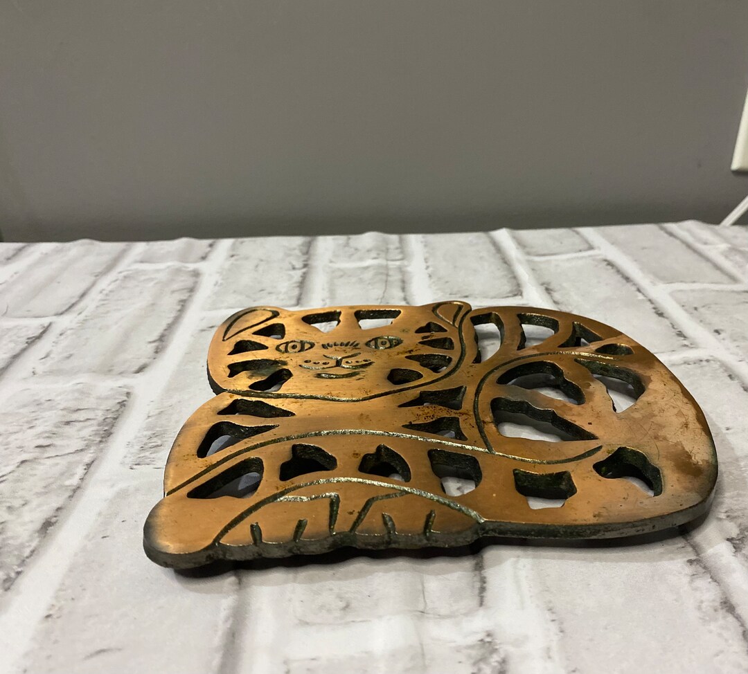 Vintage 1995 Copper MCM Cat Trivet Wall Decor - Etsy
