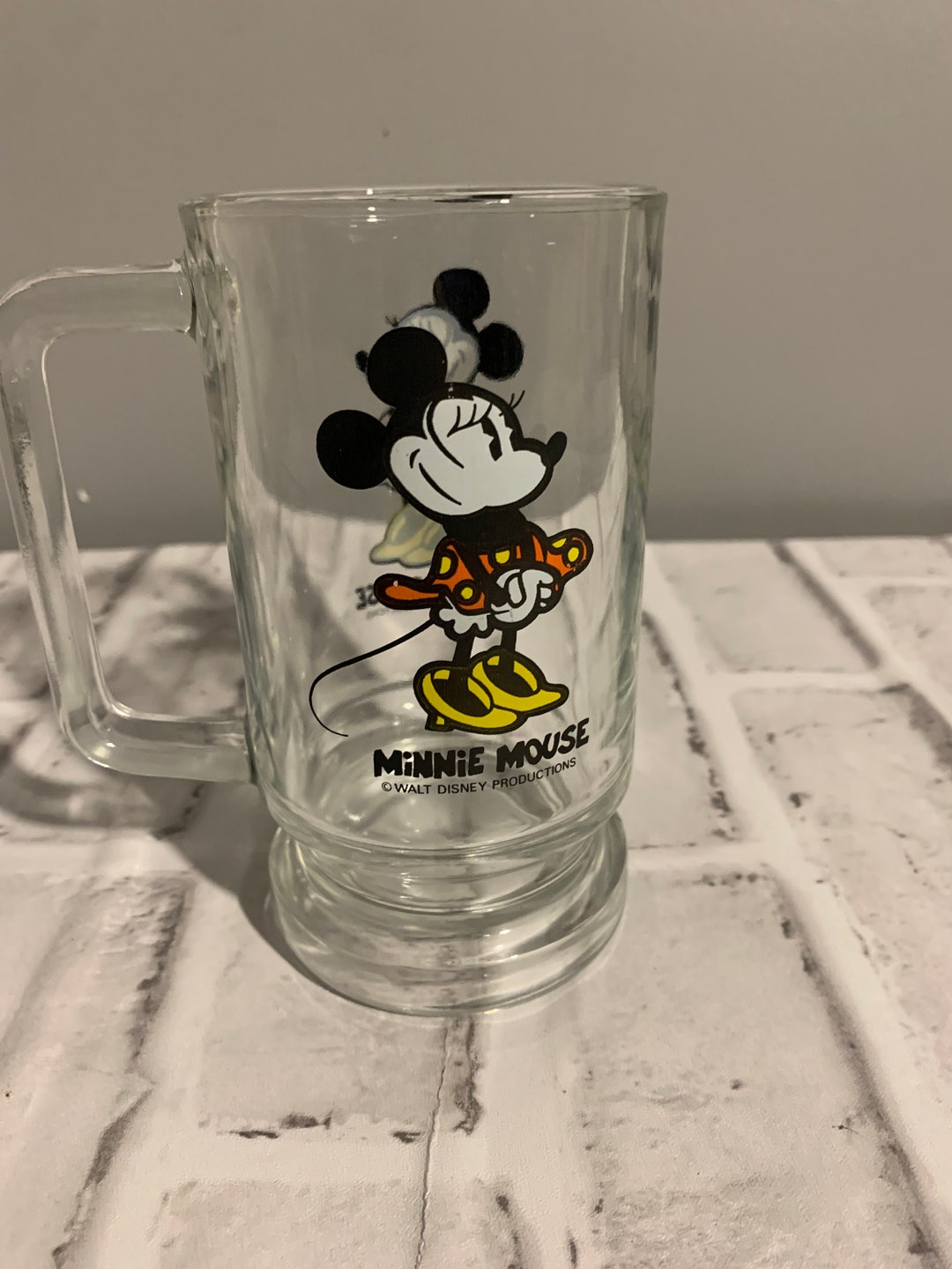 Vintage Walt Disney Minnie Mouse Glass Mug - Etsy