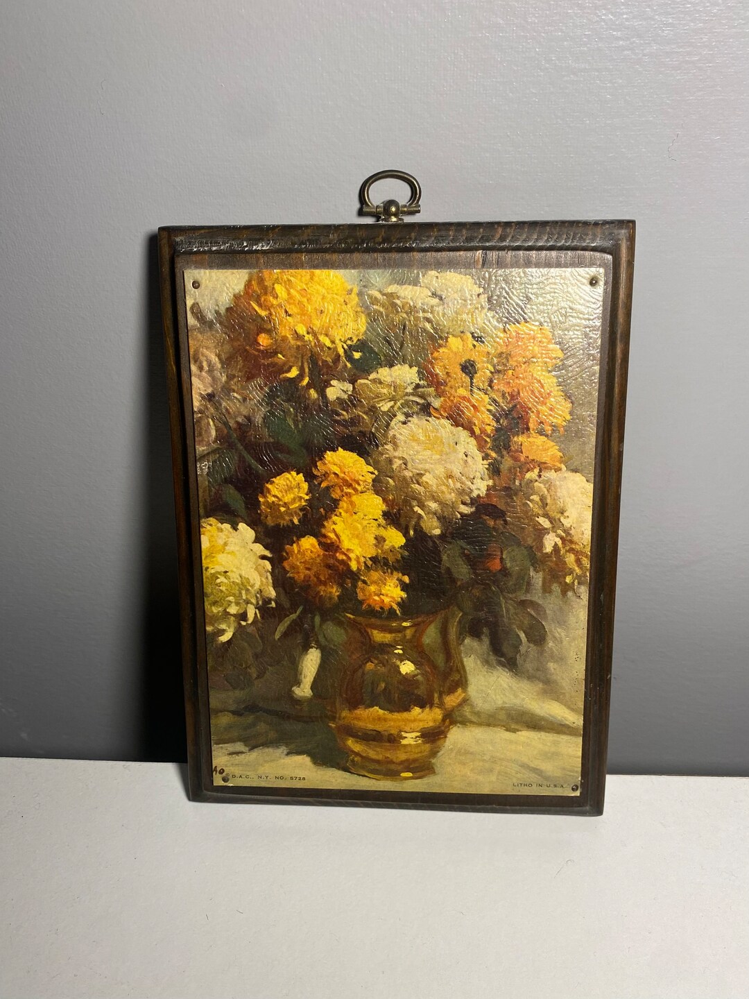 Vtg Floral Print Lithograph on Wood DAC NY No 5728 Wall Decor - Etsy