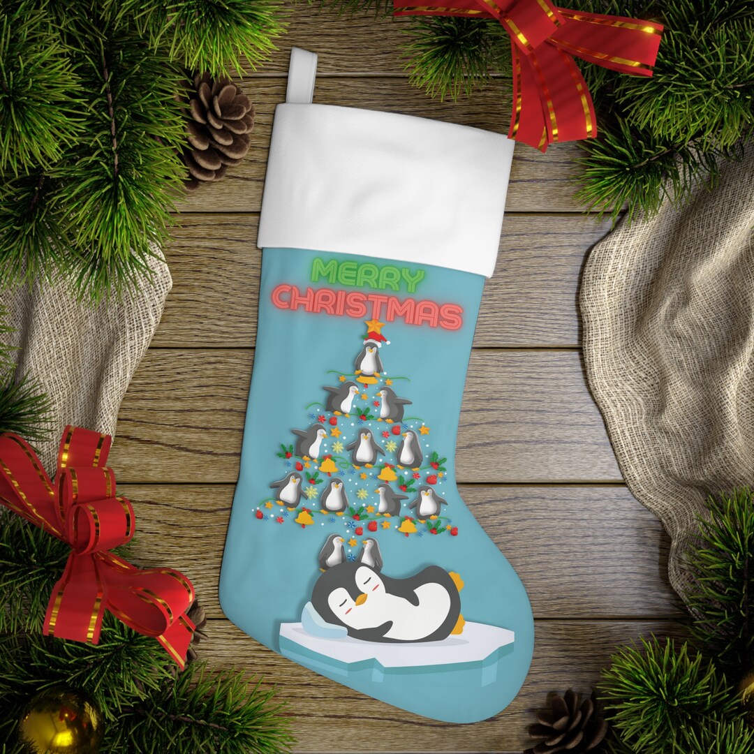 Holiday Stocking Fun Stockings Penguin Stockings Modern Etsy