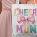 Cheer Mom Coquette Style Tote Bag, Double-sided Pink Bow Print, Durable Eco-friendly Carryall ...