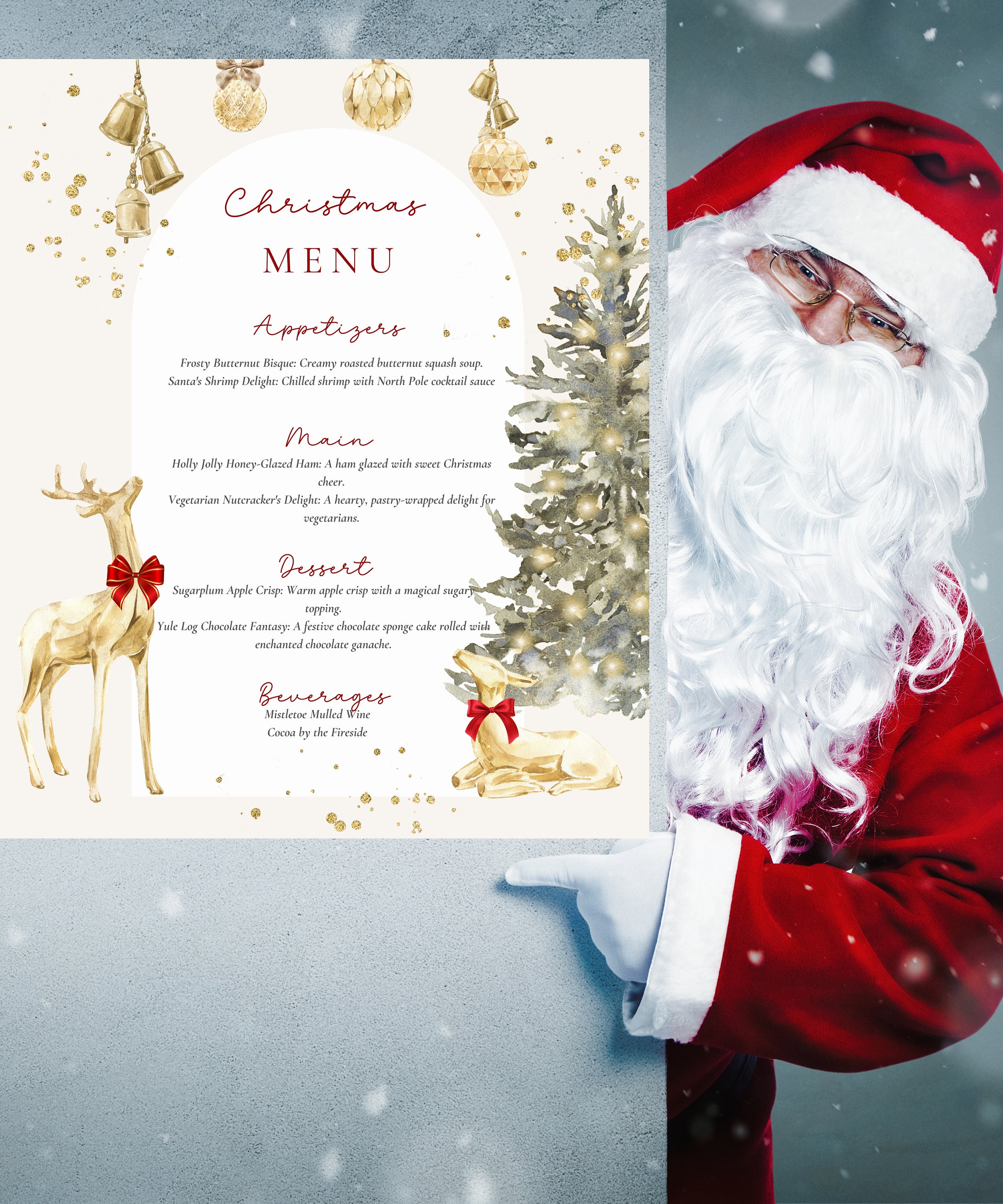 Christmas Dinner Menu Editable Digital Download, Holiday Menu Template ...