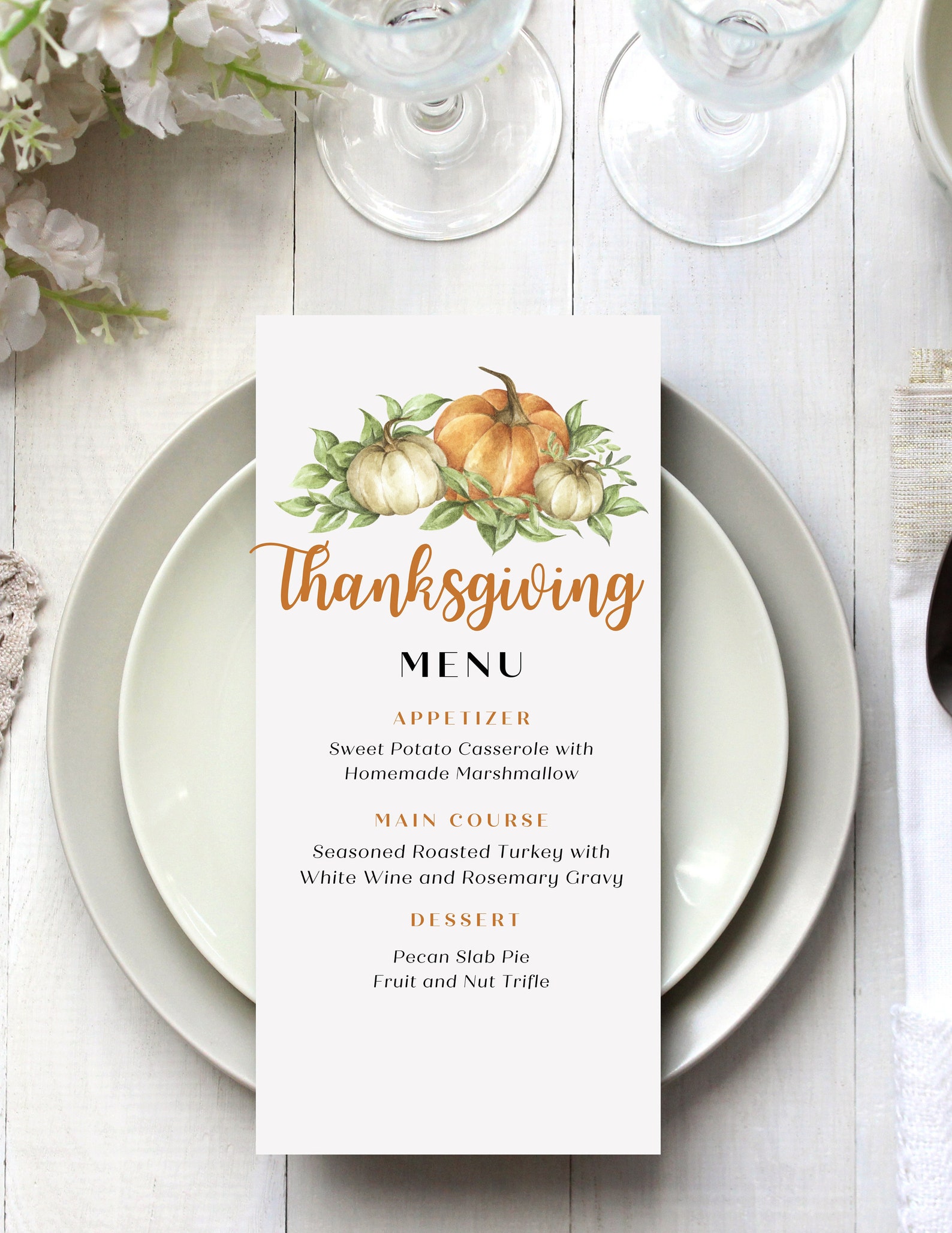 Thanksgiving Menu Digital Download Template, 2023 Dinner Template ...