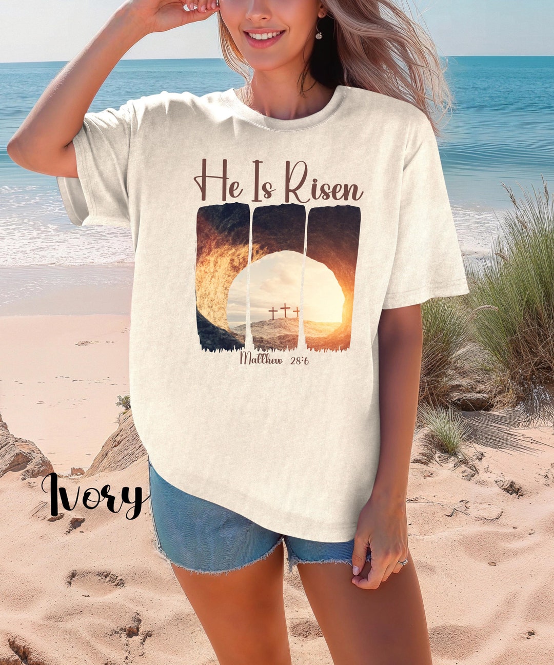Comfort Colors He is Risen Christian Quote T Shirt, Matthew 28:6 Easter ...