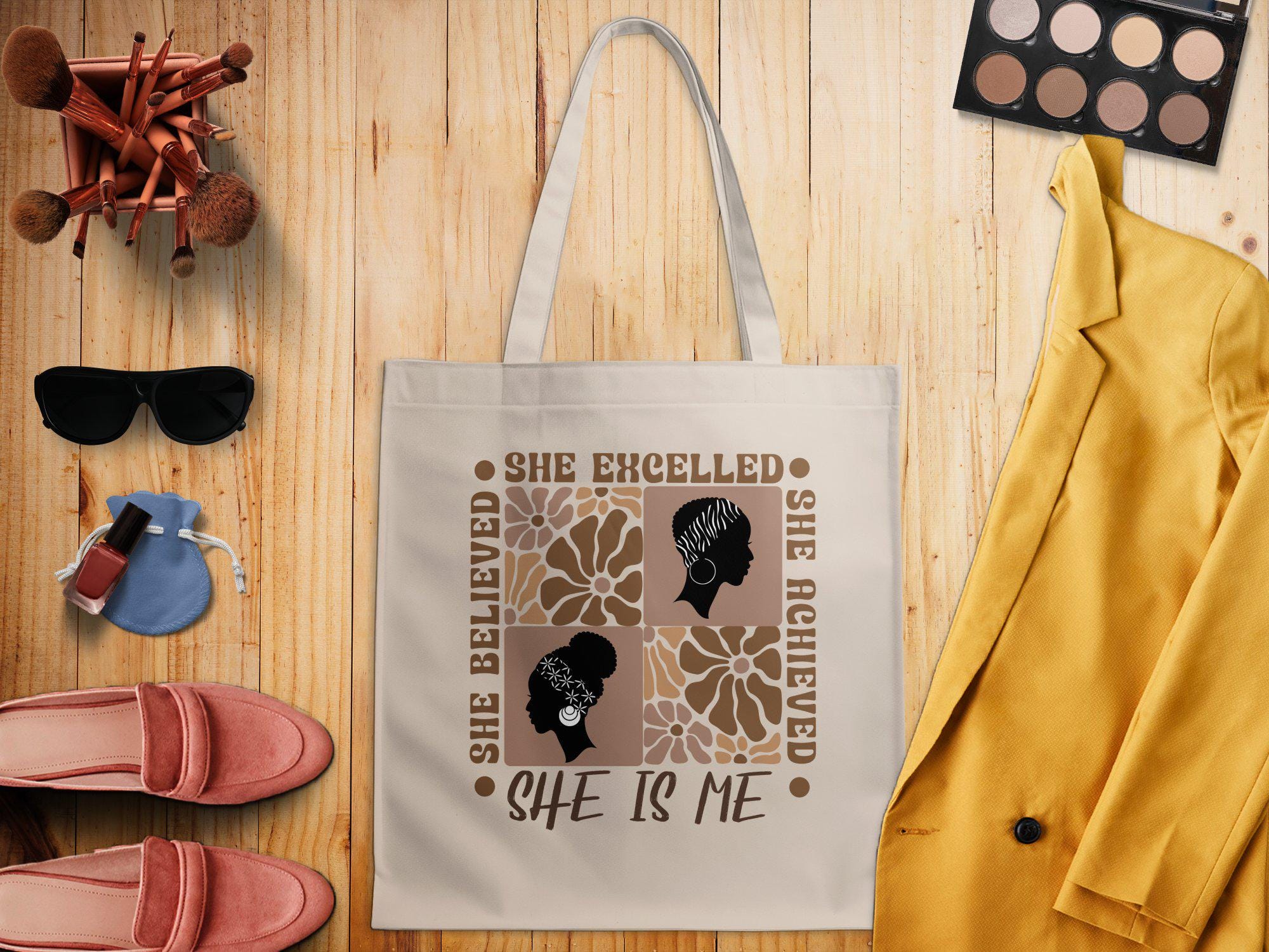 Empowered Black Woman Boho African American Canvas Tote, She Believed ...