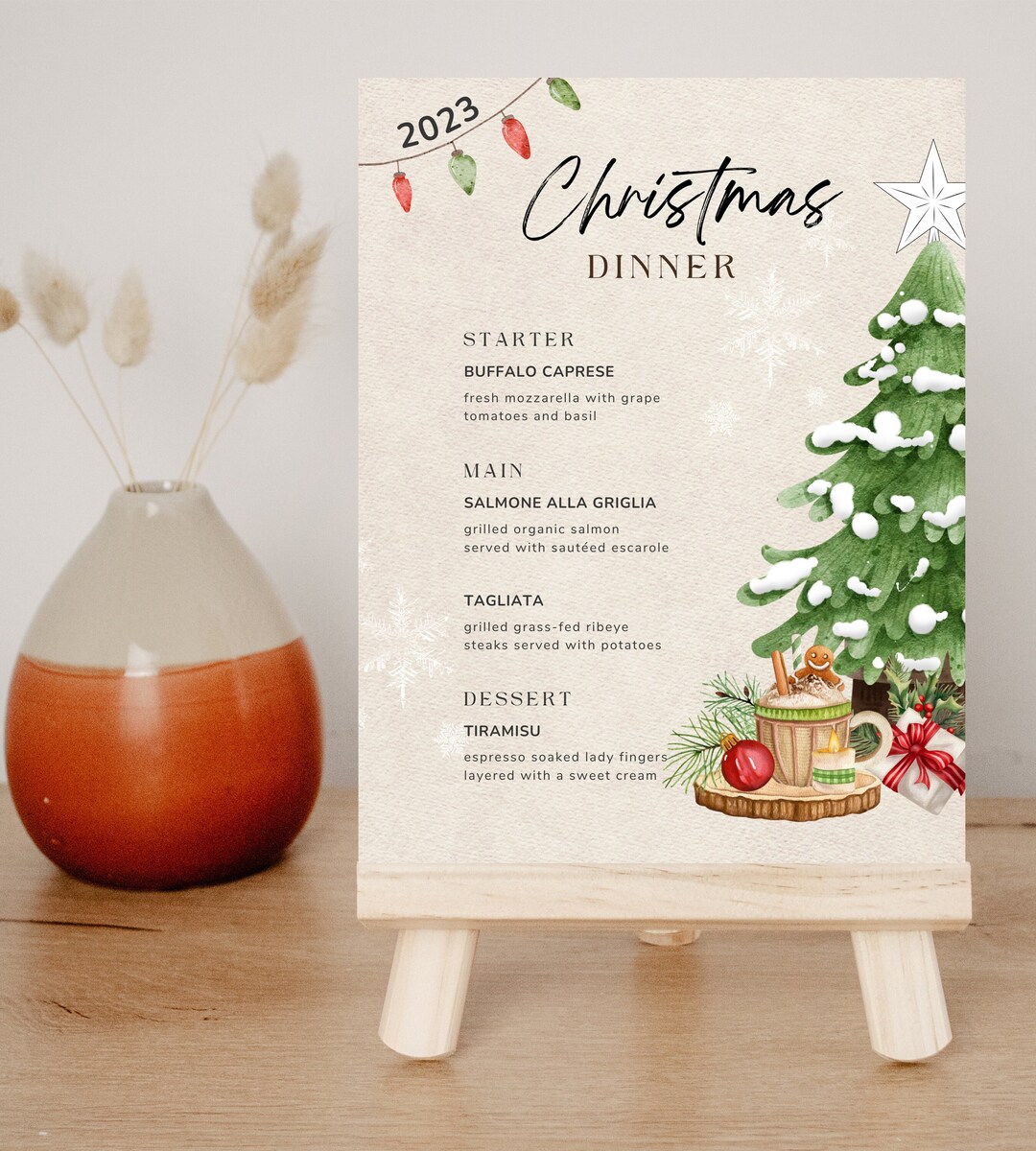 Christmas Dinner Menu Editable Digital Download, Holiday Menu Template ...