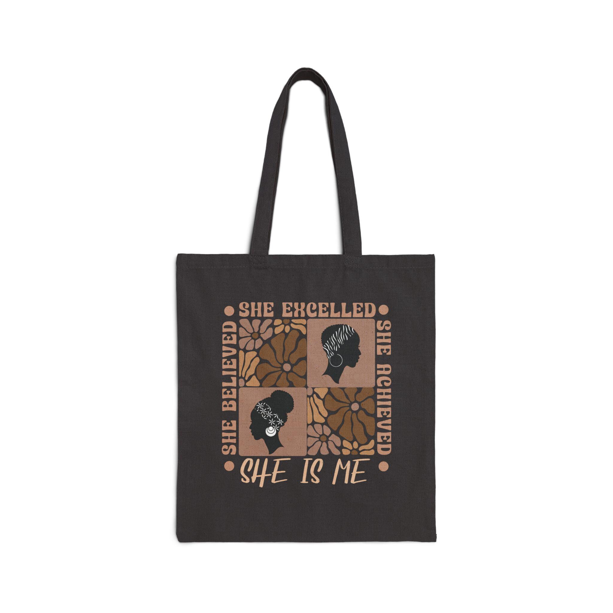 Empowered Black Woman Boho African American Canvas Tote, She Believed ...
