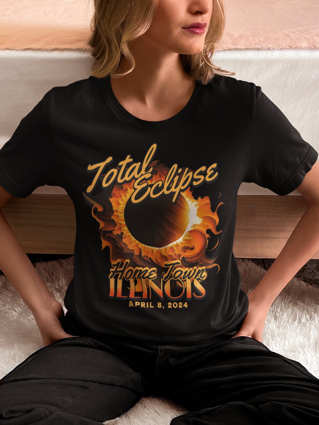 Customizable Total Eclipse 2024, Illinois T-shirt, Eclipse Souvenir ...