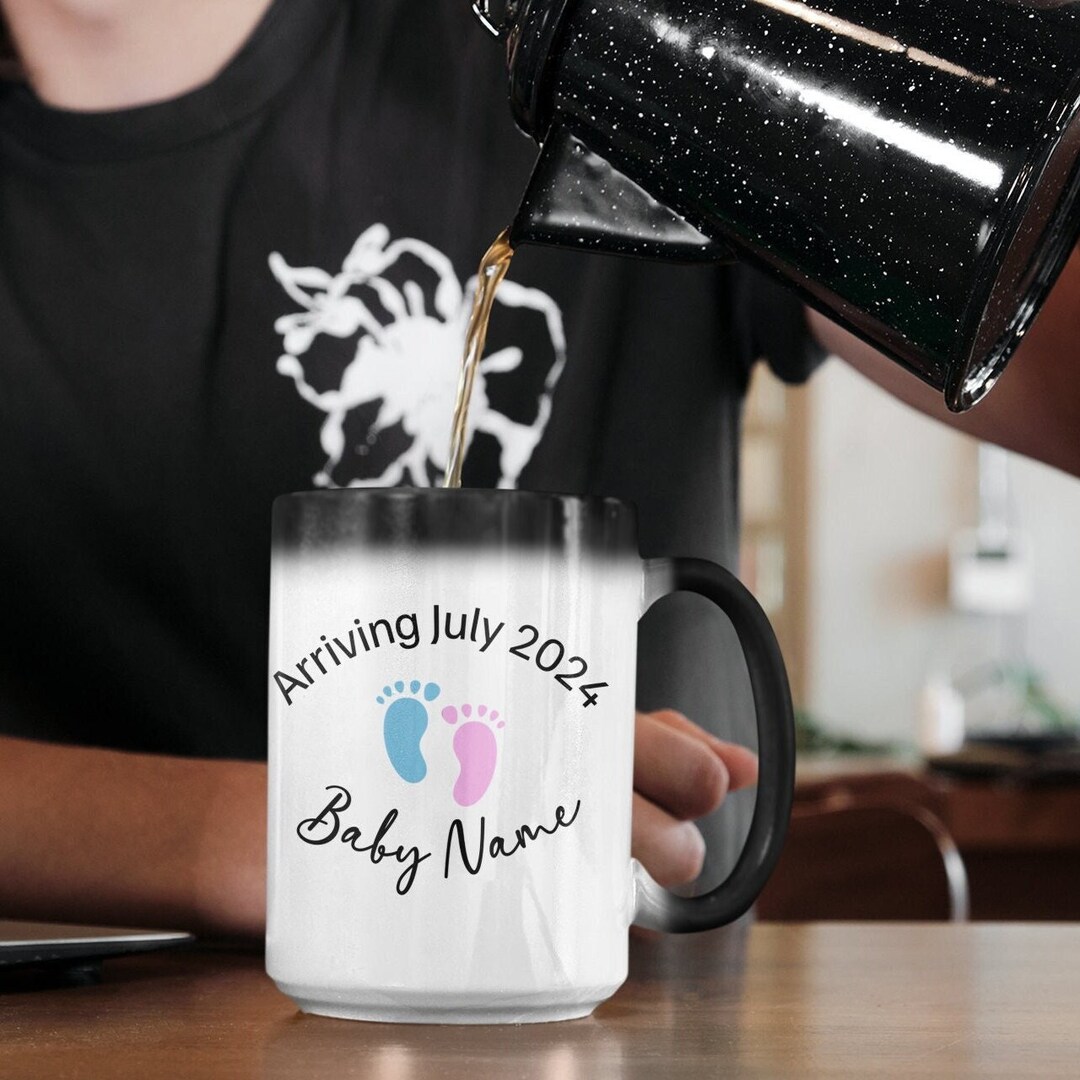 Personalized Baby Announcement Color Changing Mug, Unique Pregnancy ...