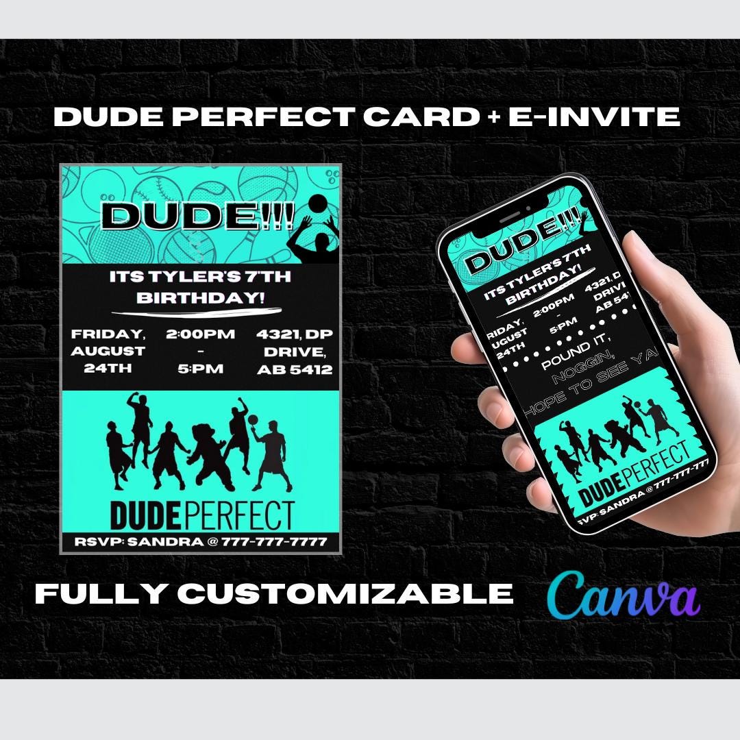 Dude Perfect Printable Card and E-invitation - Etsy
