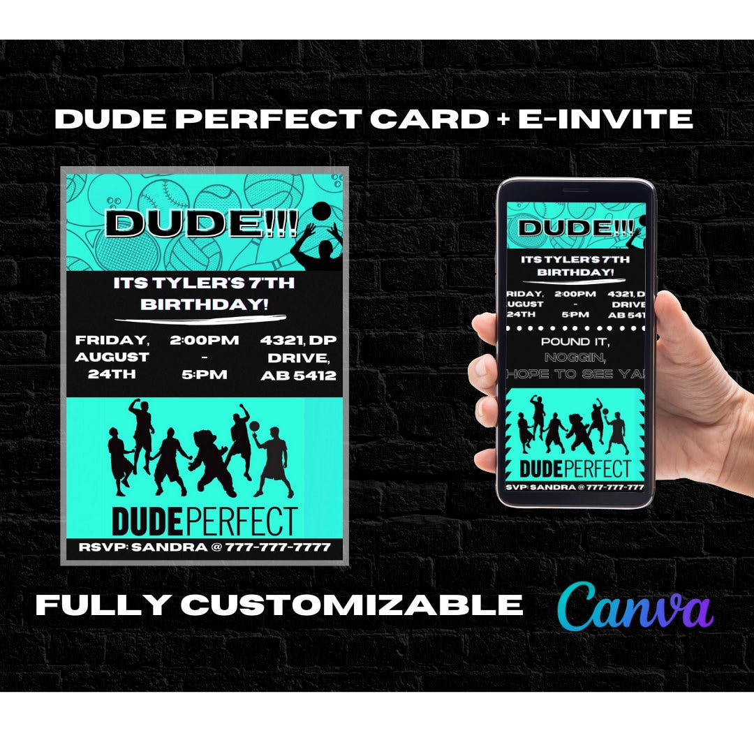 Dude Perfect Printable Card and E-invitation - Etsy