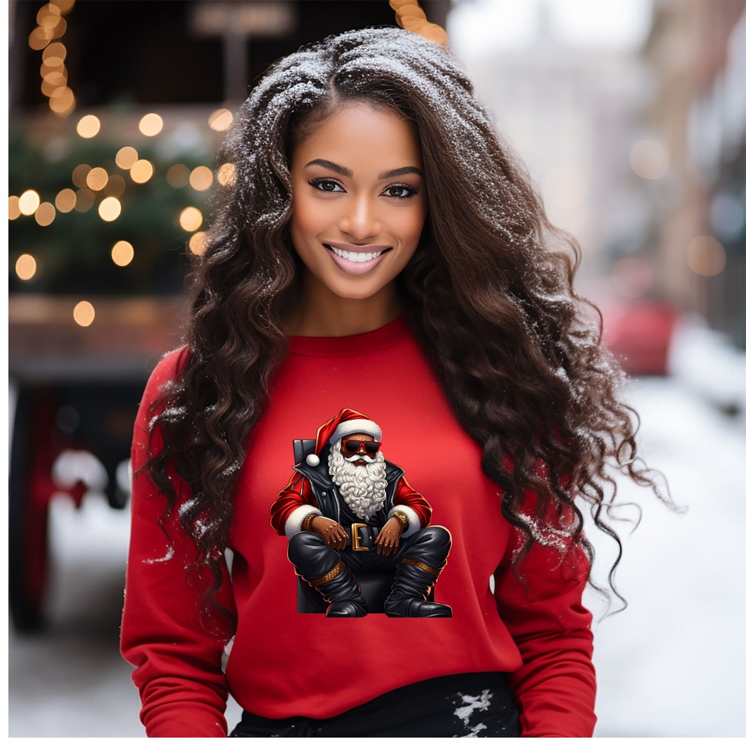 Black Santa Sweatshirt, Cool African American Santa Claus Shirt ...
