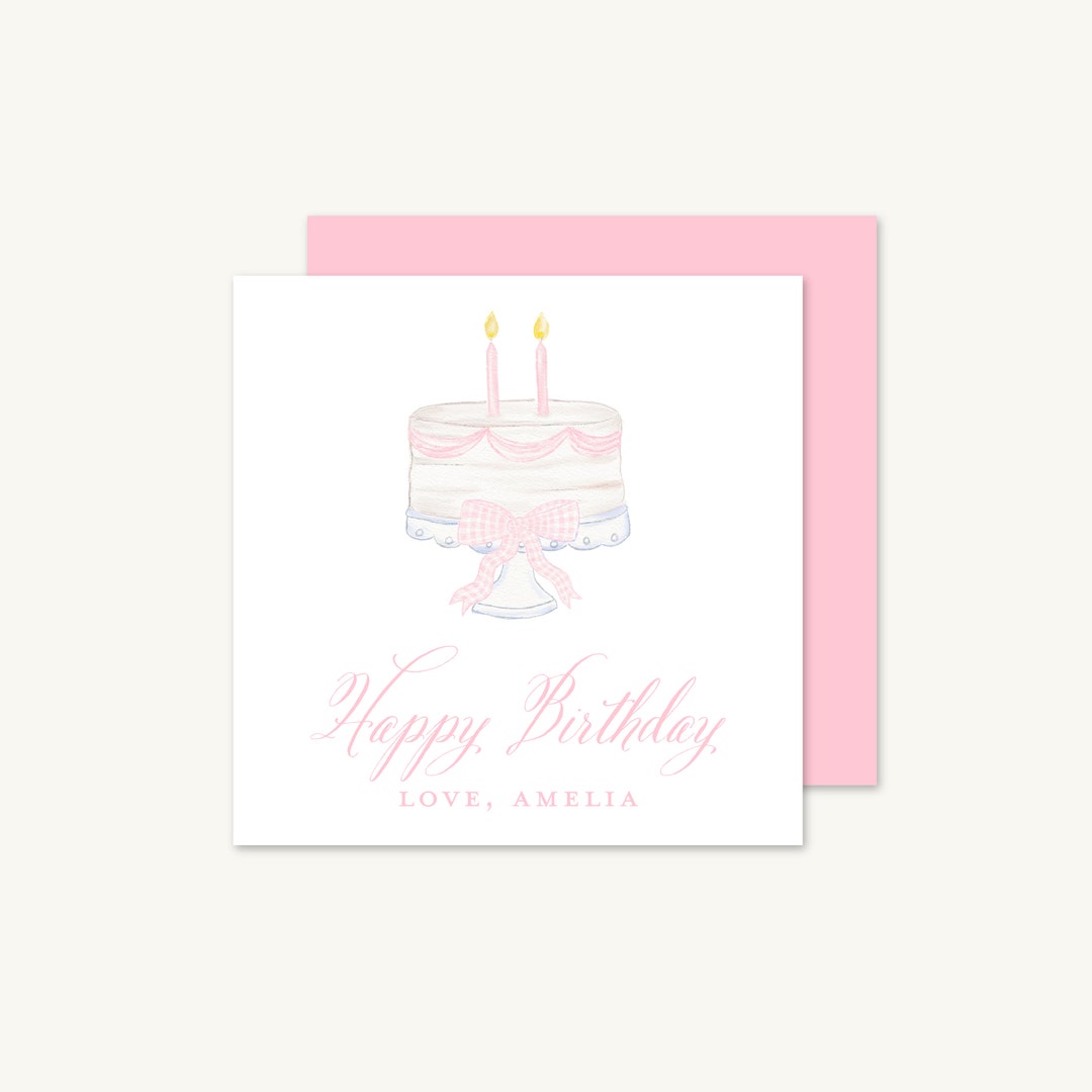 Pink Birthday Gift Tag, Happy Birthday Tag, Birthday Cake Gift Tag ...