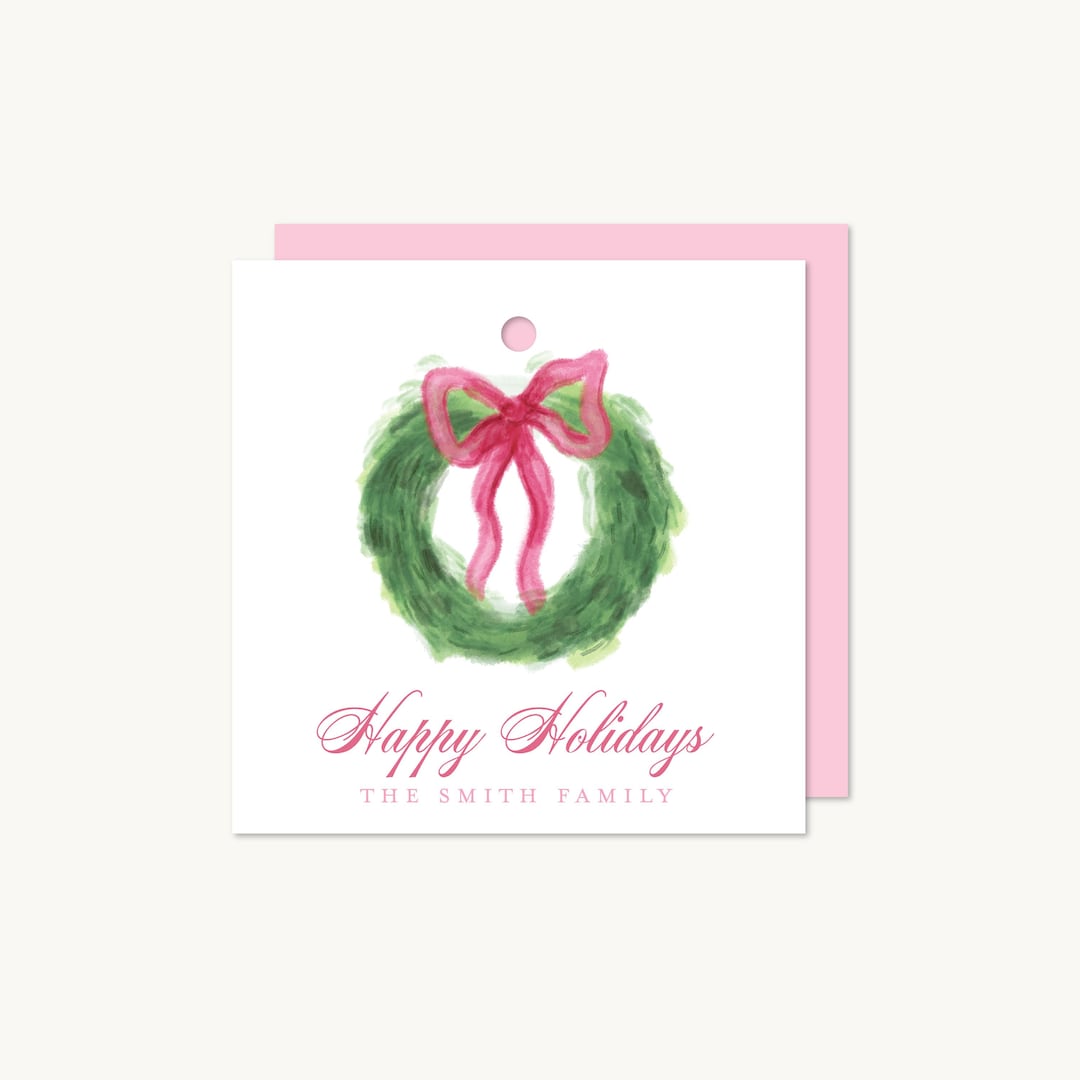 Watercolor Wreath Christmas Gift Tag, Christmas Gift Tag, Wreath Gift ...