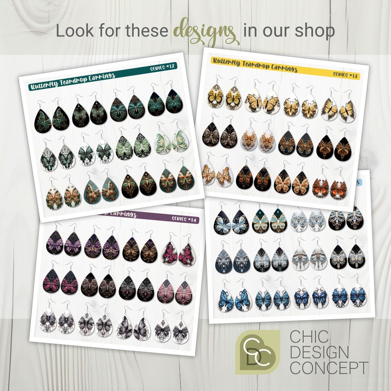 Butterfly Teardrop Earring PNG, Tear Drop Earring PNG, Sublimation ...