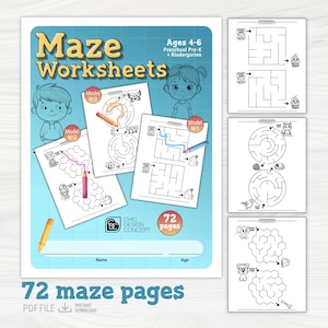 Preschool Pre-k + Kindergarten Maze Worksheets, Toddler Worksheet ...