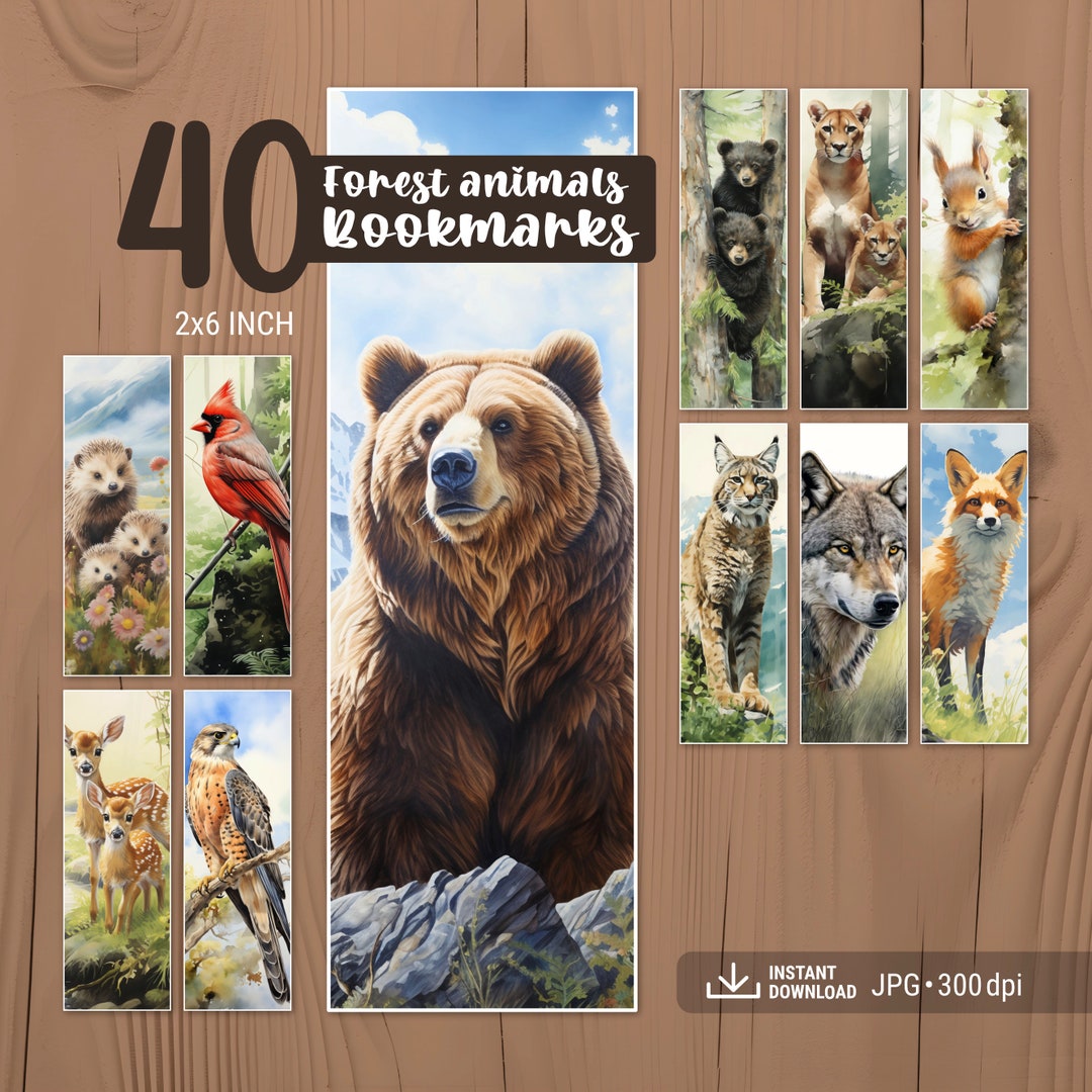 Woodland Animal Watercolor Printable Bookmarks, Bookmarks Forest-lovers ...