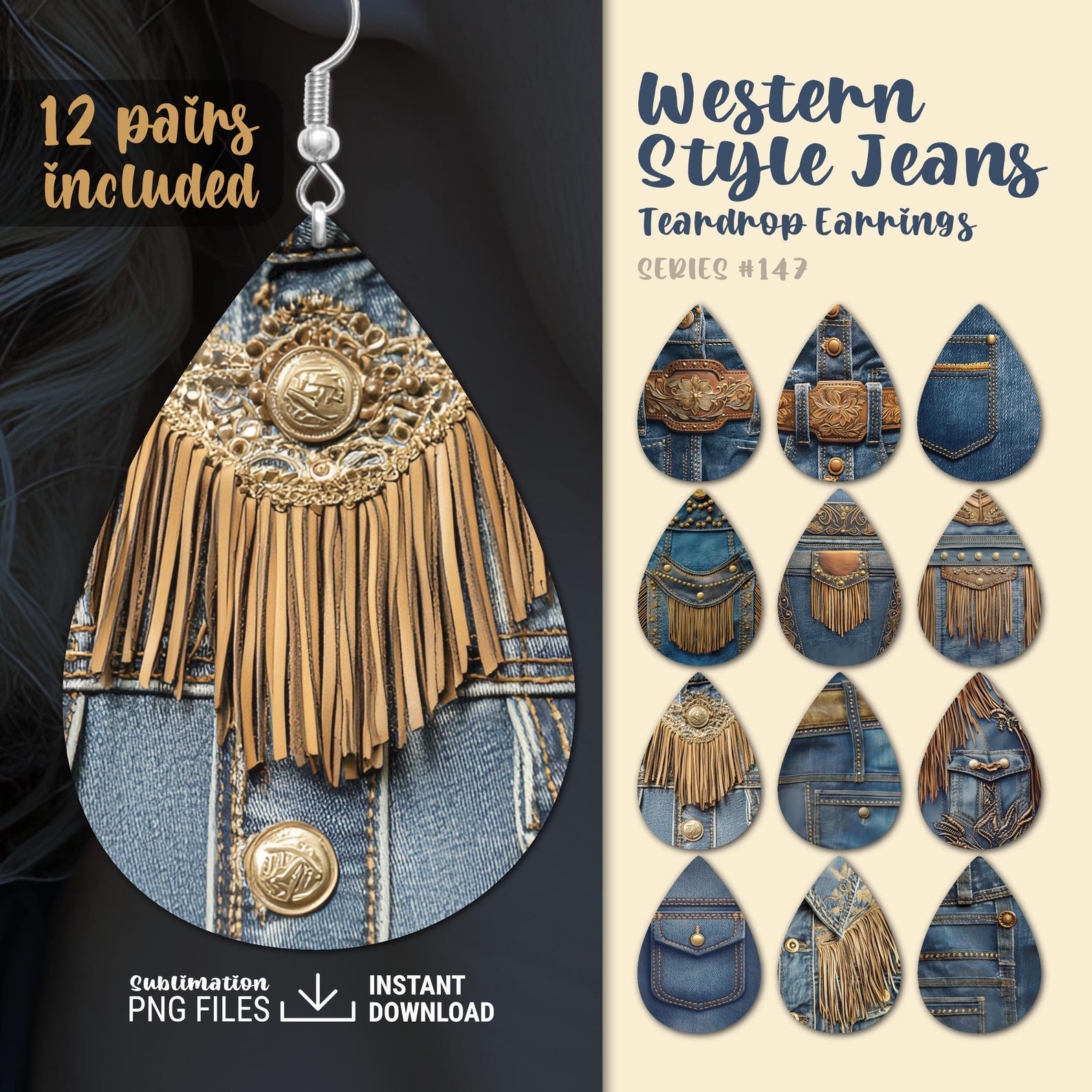 Western Teardrop Earrings PNG, Teardrop Earring PNG Sublimation Design ...