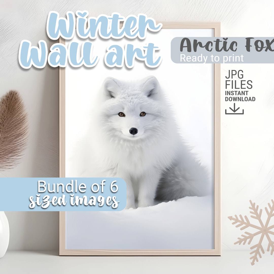 Arctic Fox Christmas Artful Decore, Winter Theme Print, Bundle of 6 ...