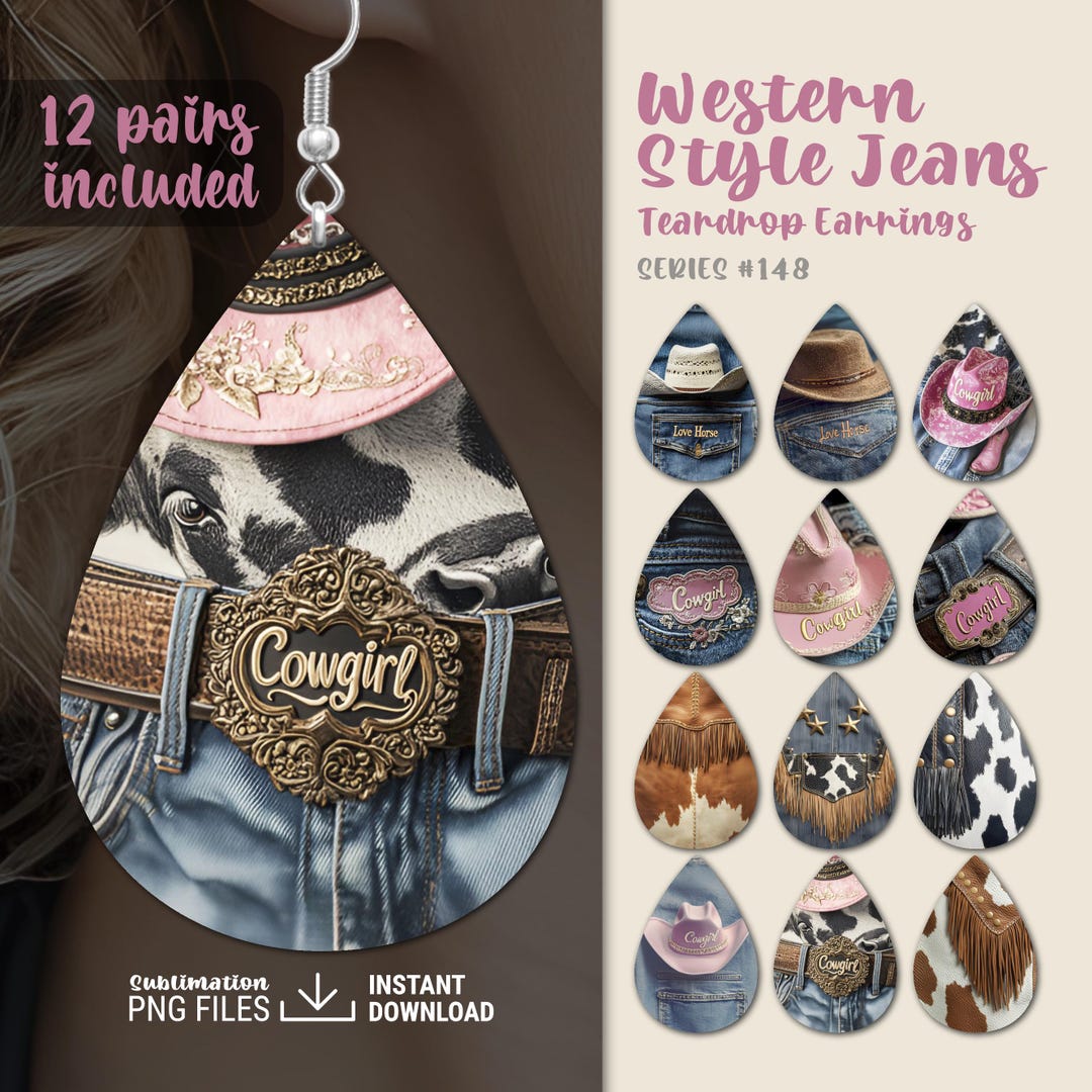 Western Teardrop Earrings PNG, Teardrop Earring PNG Sublimation Design ...