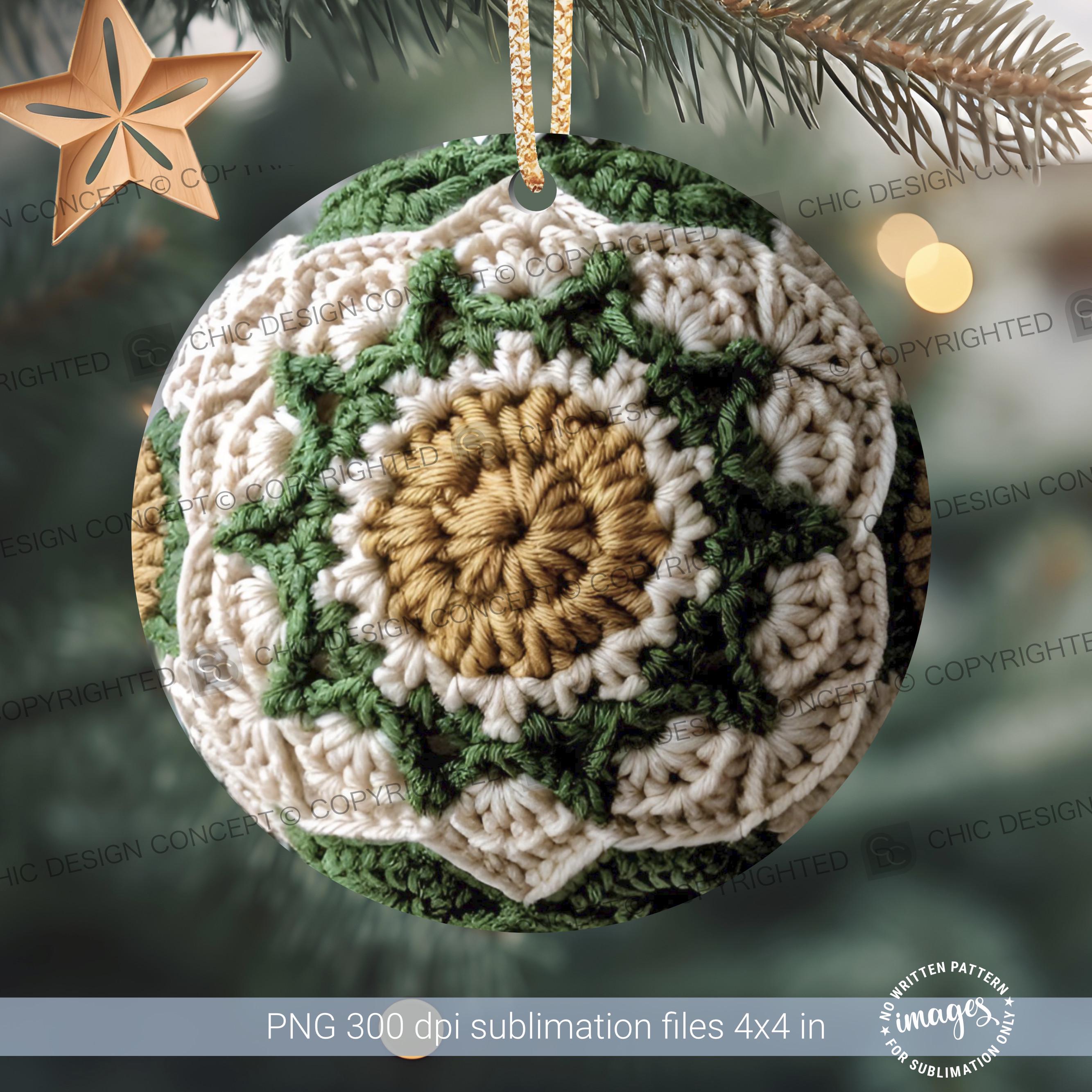 3D Christmas Crochet Ornament PNG, Boho Decor Ornaments Sublimation ...