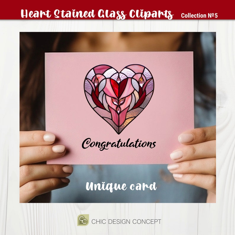 Valentine Stained Glass Arts, Digital Stained Glass PNG, Stained Glass ...
