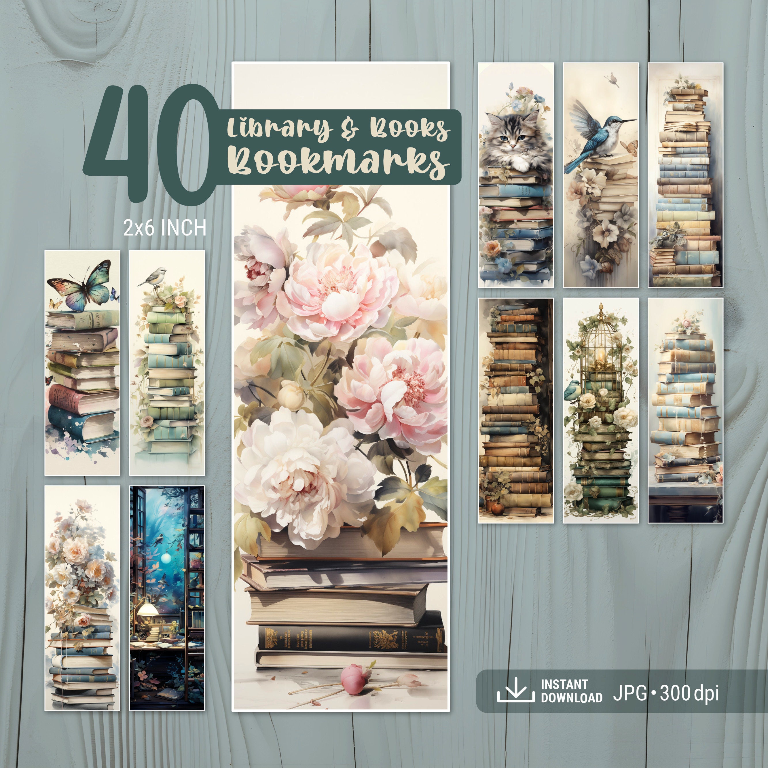 Book Watercolor Printable Bookmarks, Bookmarks Books-lovers-gift ...