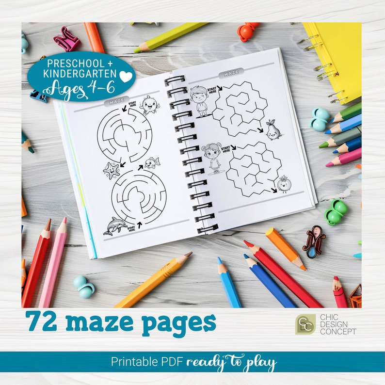 Preschool Pre-k + Kindergarten Maze Worksheets, Toddler Worksheet ...