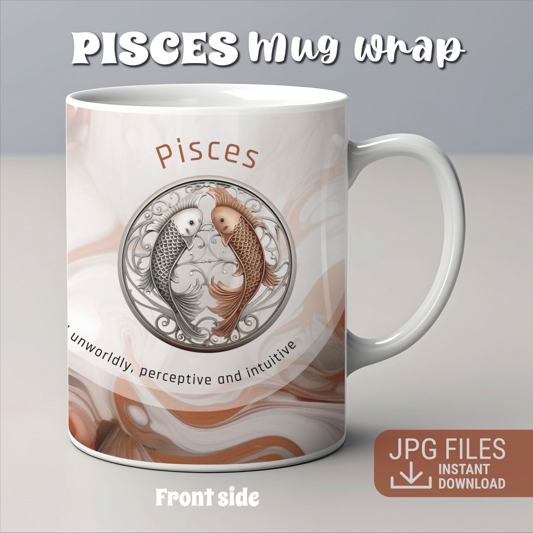 Zodiac Mug Wrap, Pisces Mug Wrap Design JPG, Astrological Sign Mug Wrap ...