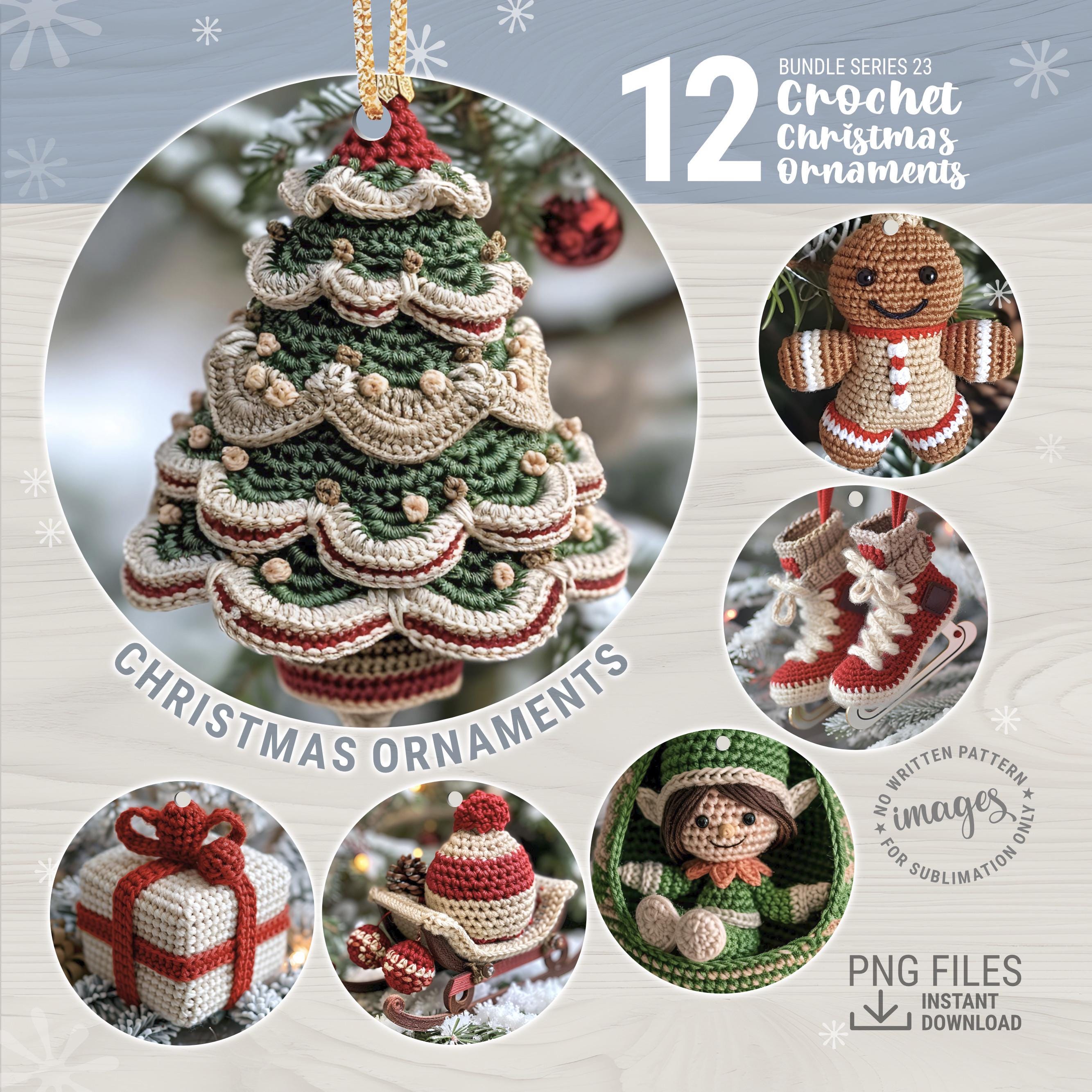 3D Christmas Crochet Ornament PNG, Boho Decor Ornaments Sublimation ...