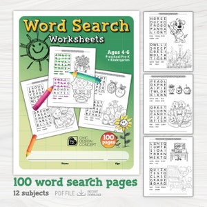 Preschool Pre-k + Kindergarten Word Search Worksheets,toddler Worksheet ...