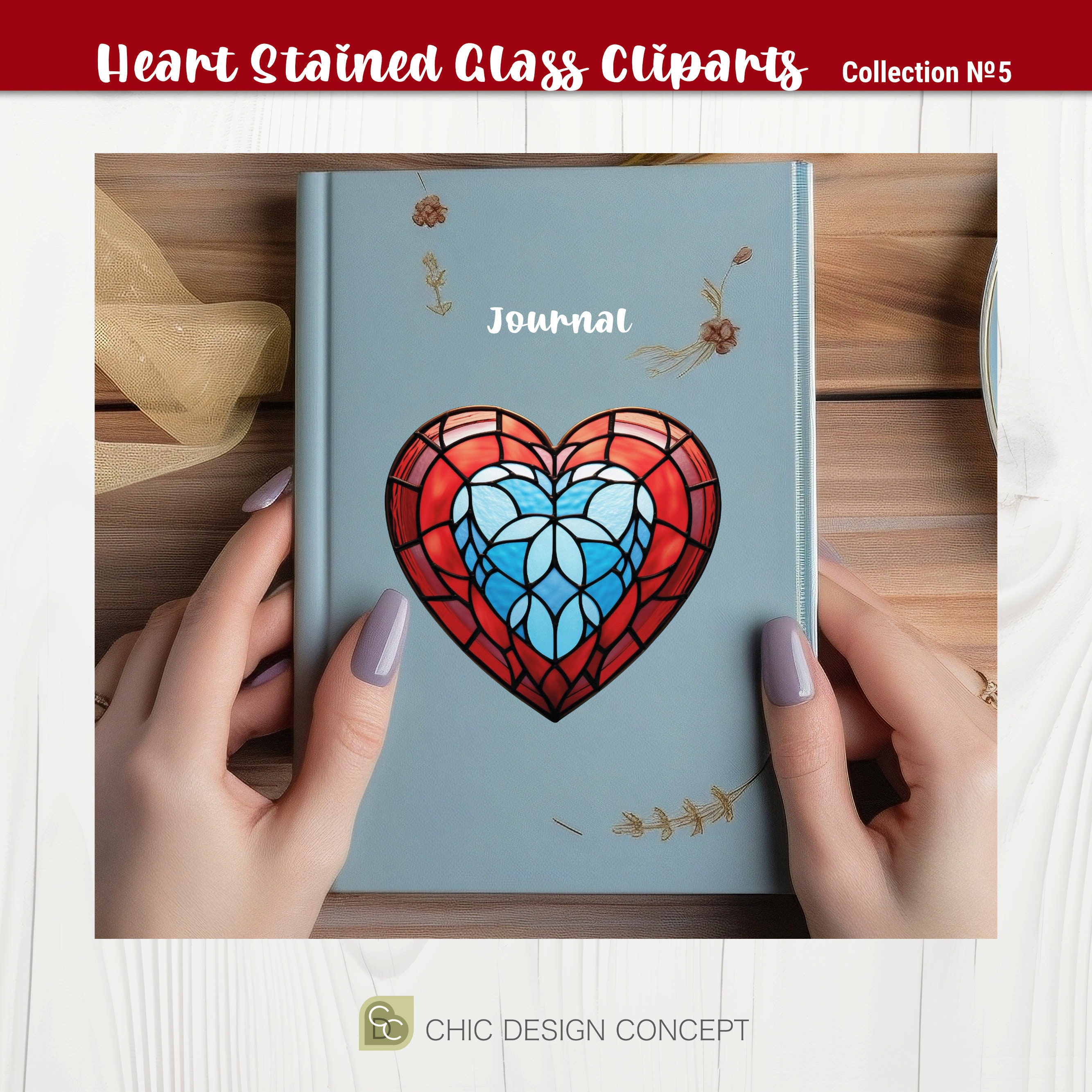 Valentine Stained Glass Arts, Digital Stained Glass PNG, Stained Glass ...