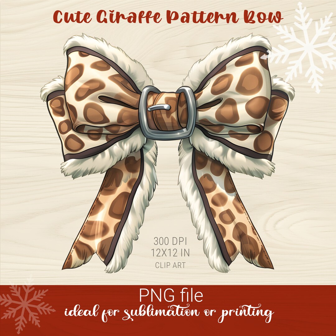 Christmas Coquette Bow Animal Print PNG, Coquette Giraffe Bow PNG ...