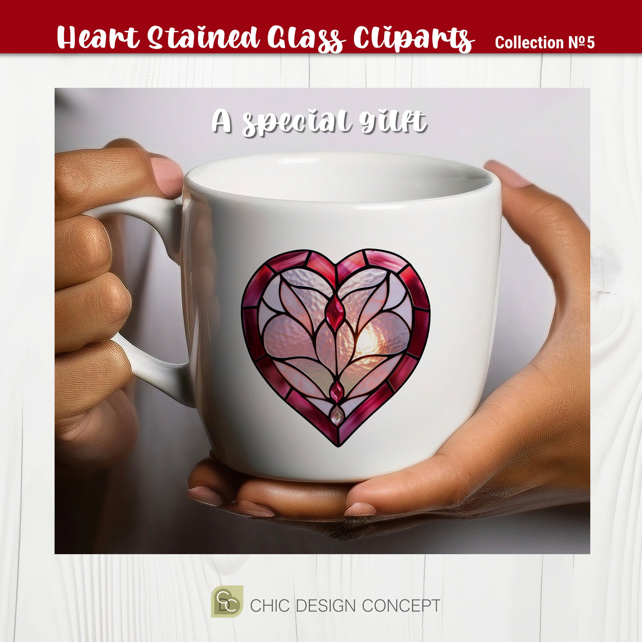 Valentine Stained Glass Arts, Digital Stained Glass PNG, Stained Glass ...