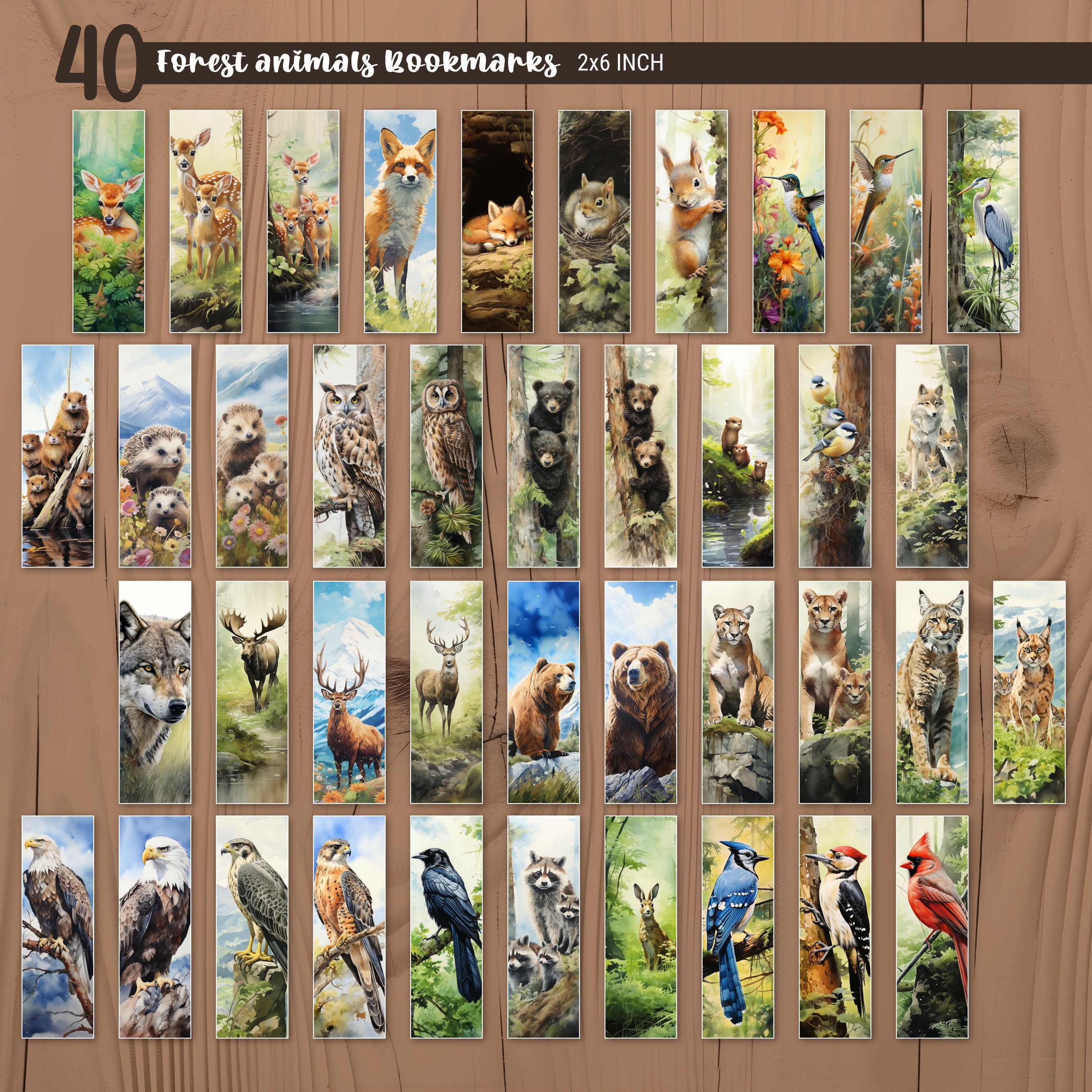 Woodland Animal Watercolor Printable Bookmarks, Bookmarks Forest-lovers ...