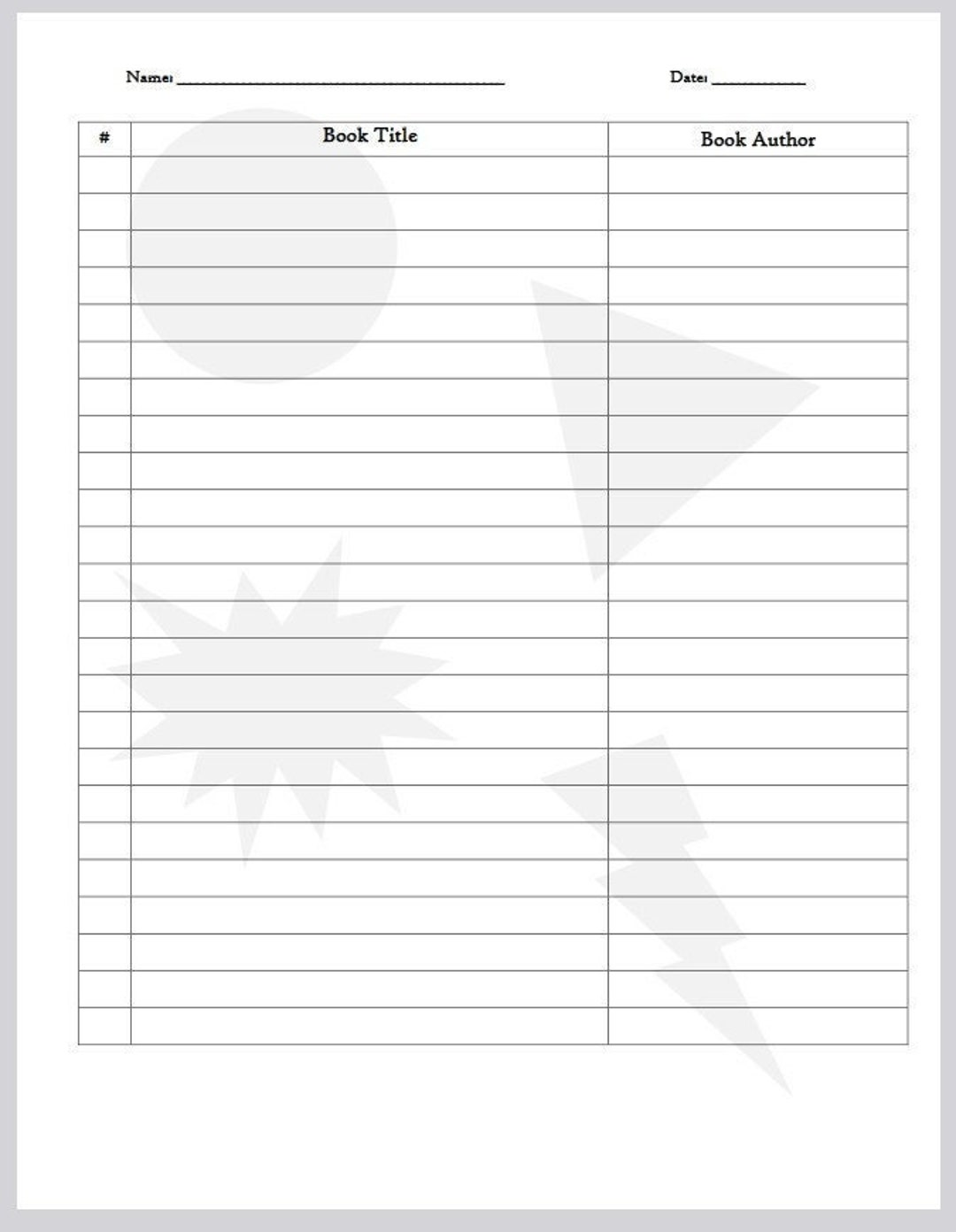 Printable Book Tracker - Etsy